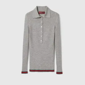 Gucci Cashmere And Silk Polo Top With Web
