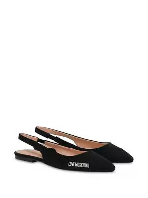 Moschino Leather Ballerina Shoes - Black