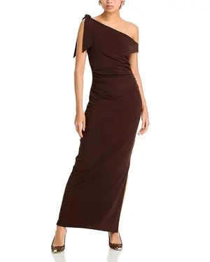 WAYF Ruched Midi Dress - Chocolate