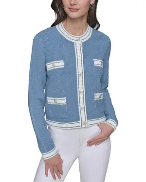 Karl Lagerfeld Paris Marled Cardigan - Blue Indigo