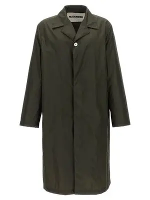 JIL SANDER Single-Breasted Trench Coat - Green