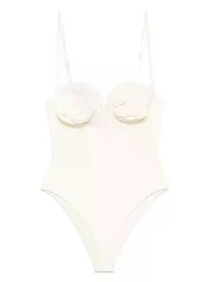 Magda Butrym 3d Flower Bustier One Piece Swimsuit - Neutrals