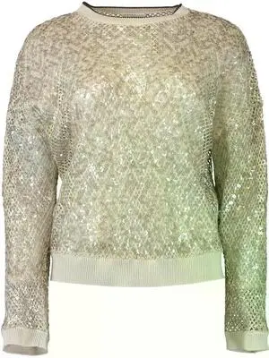 Brunello Cucinelli Metallic-finish Open-knit Sweater