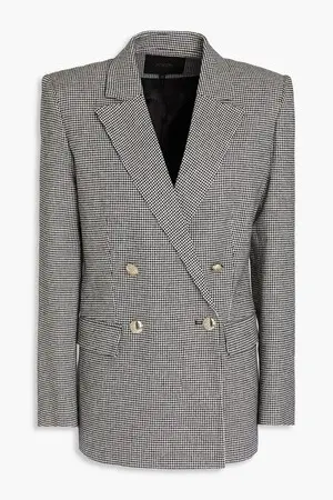 Maje Double-breasted Houndstooth Tweed Blazer