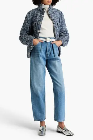 Maje Pleated High-rise Tapered Jeans