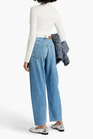 Maje Pleated High-rise Tapered Jeans