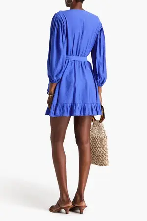 Maje Ruffled Jacquard Mini Wrap Dress