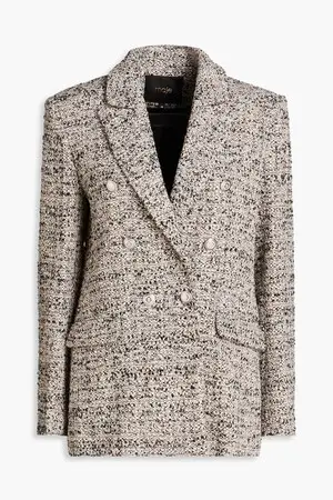 Maje Double-breasted Metallic Bouclé-tweed Blazer