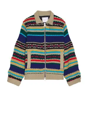 Sacai Mesh Knit Blouson In Multi - 30% Off | Editorialist
