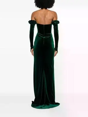 CRISTALLINI Brigitte Velvet Maxi Gown - Green