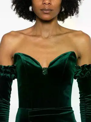 CRISTALLINI Brigitte Velvet Maxi Gown - Green