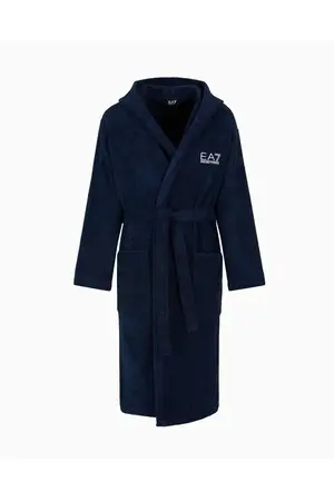 Emporio Armani Cotton Terry Bathrobe - Navy