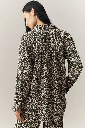 Maeve Silky Shirt Blouse - Leopard