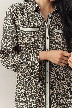 Maeve Silky Shirt Blouse - Leopard