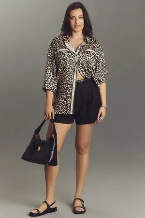Maeve Silky Shirt Blouse - Leopard