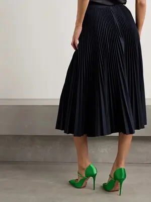 Erdem Plissé-twill Midi Skirt