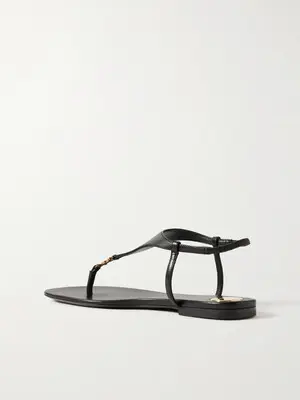 Saint Laurent Cassandra Leather Sandals - Black