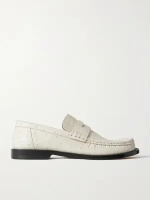 Loewe Campo Textured-leather Loafers - Ecru