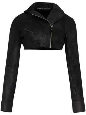 GLORIA COELHO Faux-leather Cropped Jacket - Black