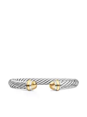 David Yurman 14k Yellow Gold And Sterling Classic Cable Bracelet - Silver