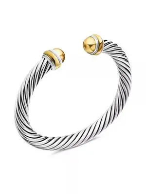 David Yurman 14k Yellow Gold And Sterling Classic Cable Bracelet - Silver