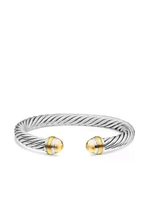 David Yurman 14k Yellow Gold And Sterling Classic Cable Bracelet - Silver