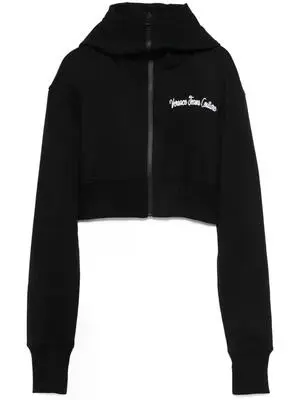 Versace Cropped Zip-up Hoodie - Black