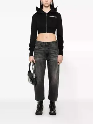 Versace Cropped Zip-up Hoodie - Black