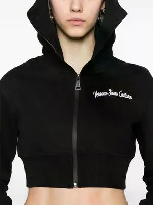 Versace Cropped Zip-up Hoodie - Black