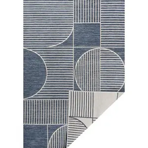 JONATHAN Y Arielle Mid-century Modern Geometric Lines Reversible Machine-washable Indoor/outdoor Area Rug - Navy/cream