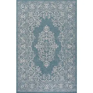 JONATHAN Y Galon Filigree Indoor/outdoor Area Rug - Teal/ivory