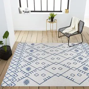 JONATHAN Y Boho Moroccan Indoor/outdoor Area Rug - Ivory/navy