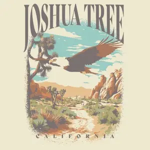 LOST GODS Retro Joshua Tree Eagle Scene Short Sleeve Graphic T-shirt