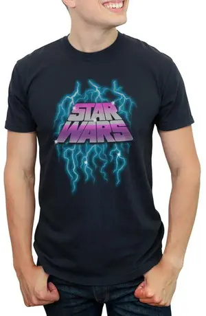 STAR WARS Lightning Logo Short Sleeve Graphic T-shirt - Black