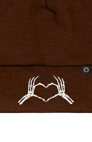 DALIX Heart Of Bones Embroidered Beanie - Brown