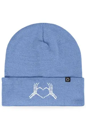 DALIX Dalix Heart Of Bones Embroidered Beanie Periwinkle