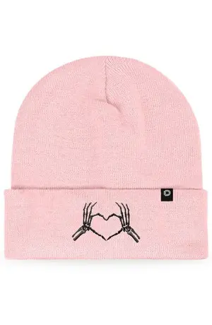 DALIX Dalix Heart Of Bones Beanie Cap Pink