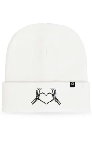 DALIX Heart Of Bones Embroidered Beanie - White