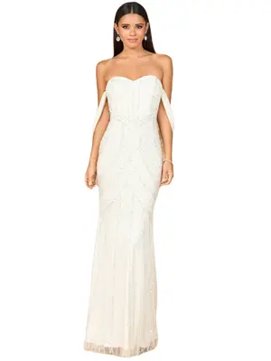 LARA NEW YORK Beaded Gown With Cape Effect