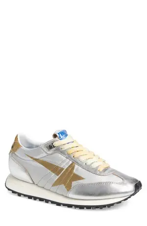 GOLDEN GOOSE Marathon Mixed-media Sneakers - Silver/ Gold