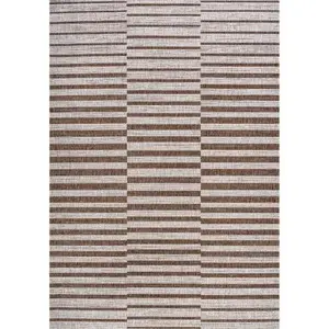 JONATHAN Y Sukie Modern Offset Stripe Indoor/outdoor Area Rug - Beige/brown