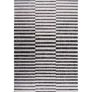 JONATHAN Y Sukie Modern Offset Stripe Indoor/outdoor Area Rug - Ivory/black