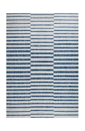 JONATHAN Y Sukie Modern Offset Stripe Indoor/outdoor Area Rug - Ivory/blue