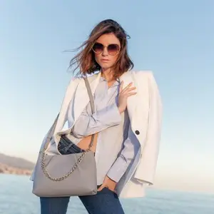 ESIN AKAN 3-in-1 Midi Richmond Leather Crossbody Bag - Grey