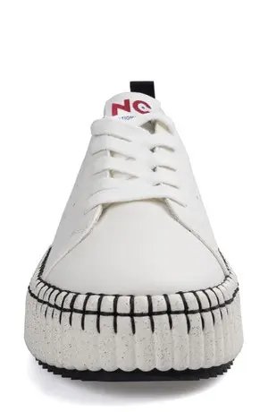 NATIONAL COMFORT Leather Platform Sneakers - White/ Black Leather