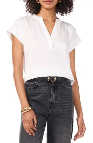 Vince Camuto Trapunto Collar Top - New Ivory