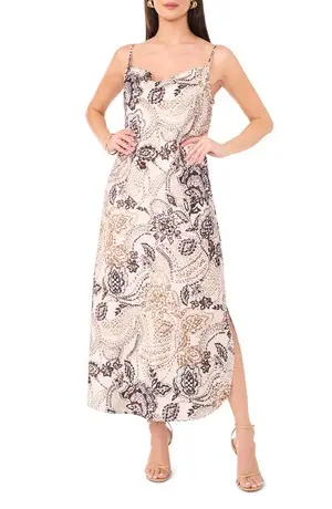 Vince Camuto Cowl Neck Printed Slipdress