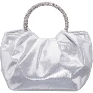 Nina Crystal-embellished Top Handle Clutch - Silver