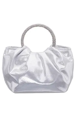 Nina Crystal-embellished Top Handle Clutch - Silver