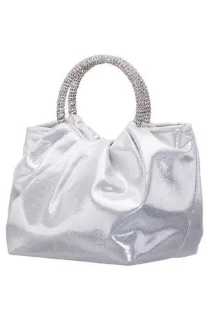 Nina Crystal-embellished Top Handle Clutch - Silver